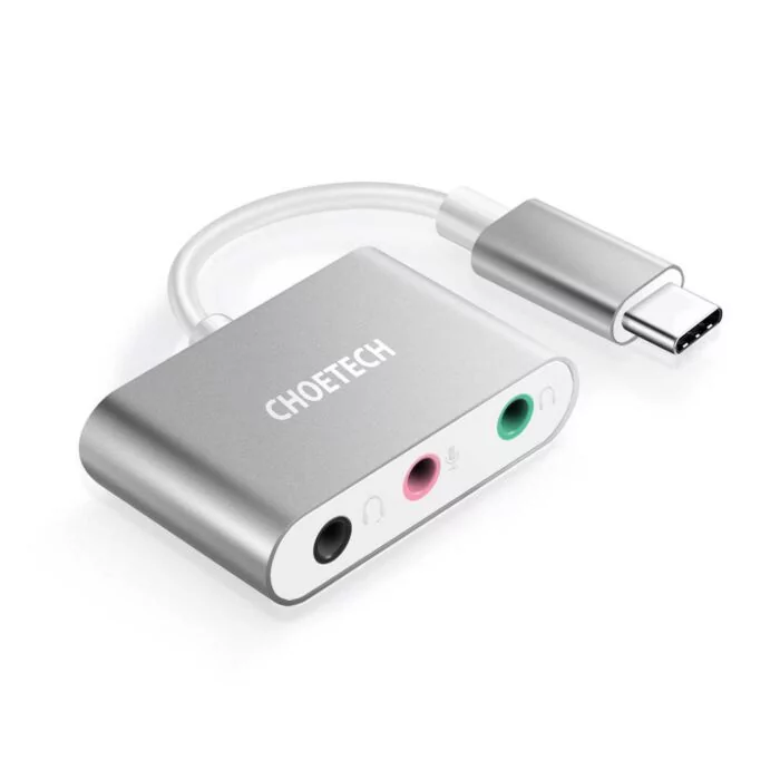 CHOETECH USB C Audio Adapter With Microphone Jack – Grey – A02
